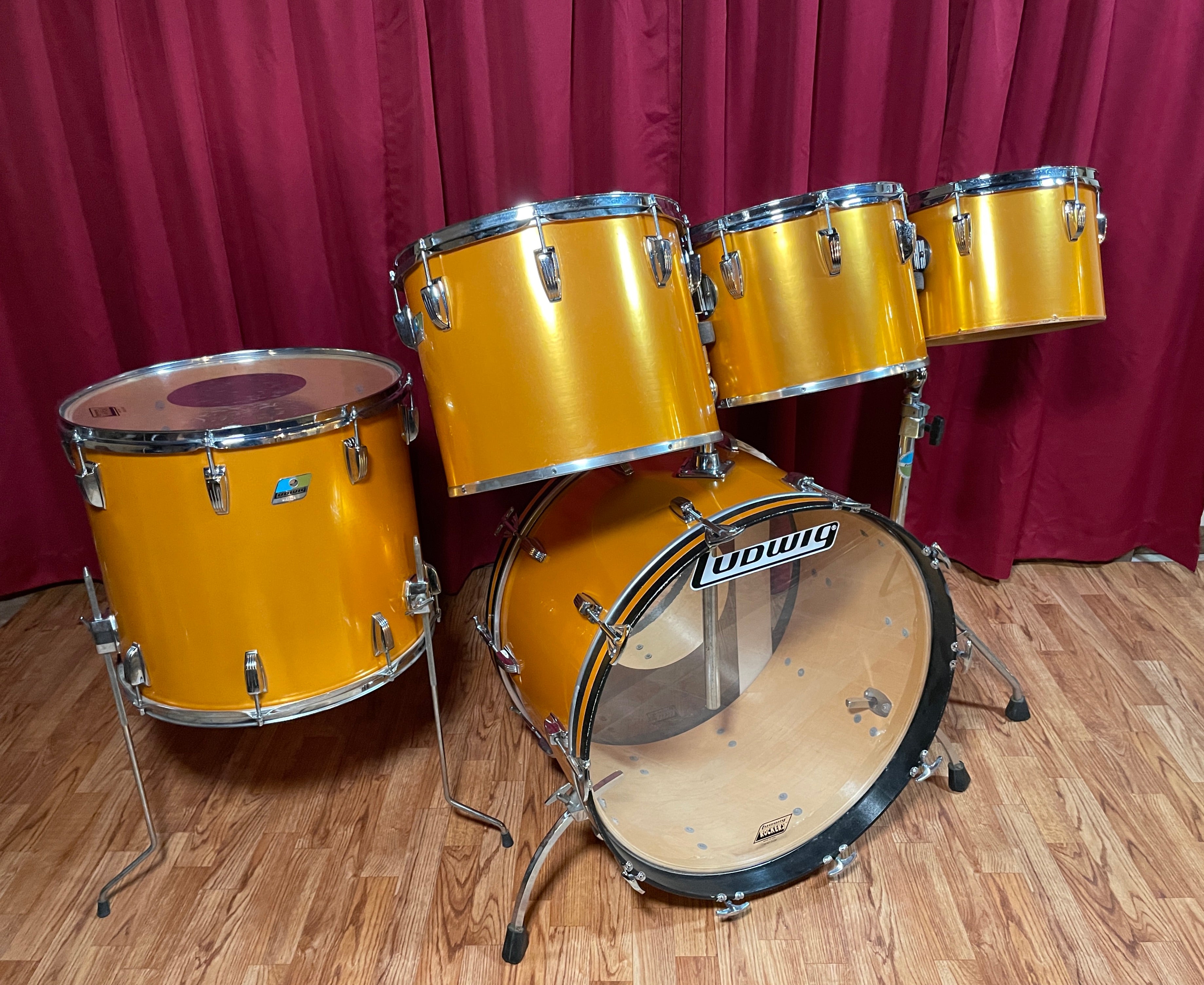 1979 Ludwig Concert Tom Drum Set Gold Silk 24/13/14/15/18 – Drugan's ...