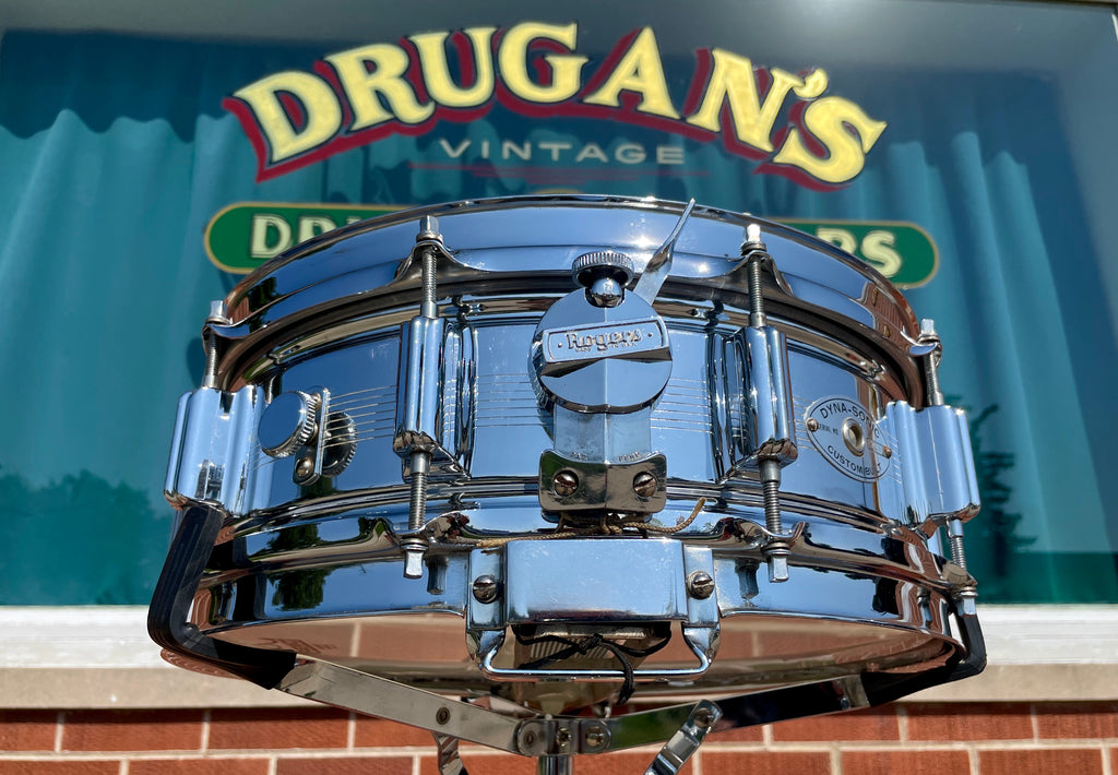 Early 1960s Rogers 5x14 Dynasonic 7-Line Snare Drum Chrome Over Brass ...