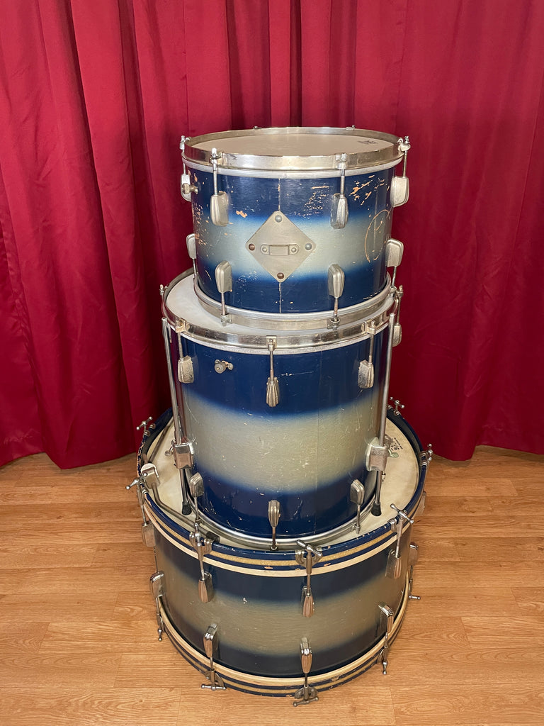 Vintage Slingerland Radio King Drum Set Blue/Silver Duco 24/13/16 ...