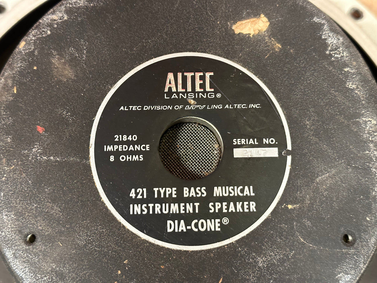 Vintage 15" Altec Lansing 421 Dia-Cone Bass Speaker – Drugan's Drums ...