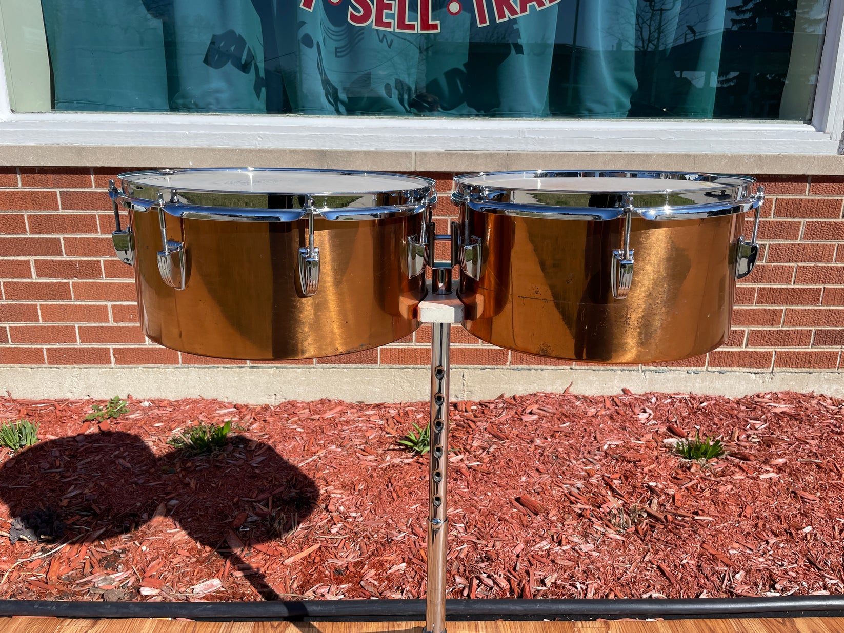 1960s Ludwig 13" / 14" Timbales Copper w/ Stand - Latin Percussion Dru ...