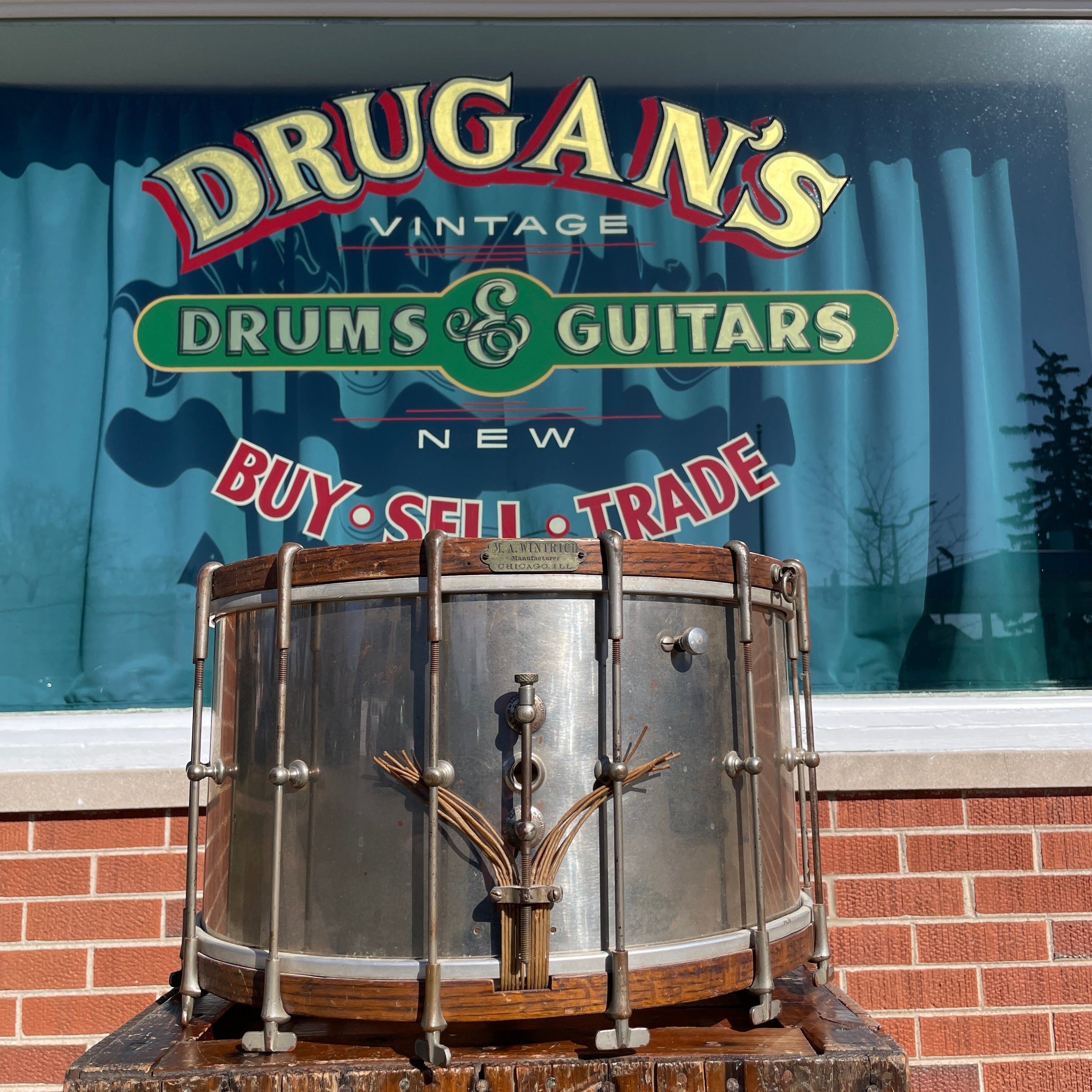 Early 1900s M.A. Wintrich 9x16 Single Tension Brass Snare Drum NOB ...