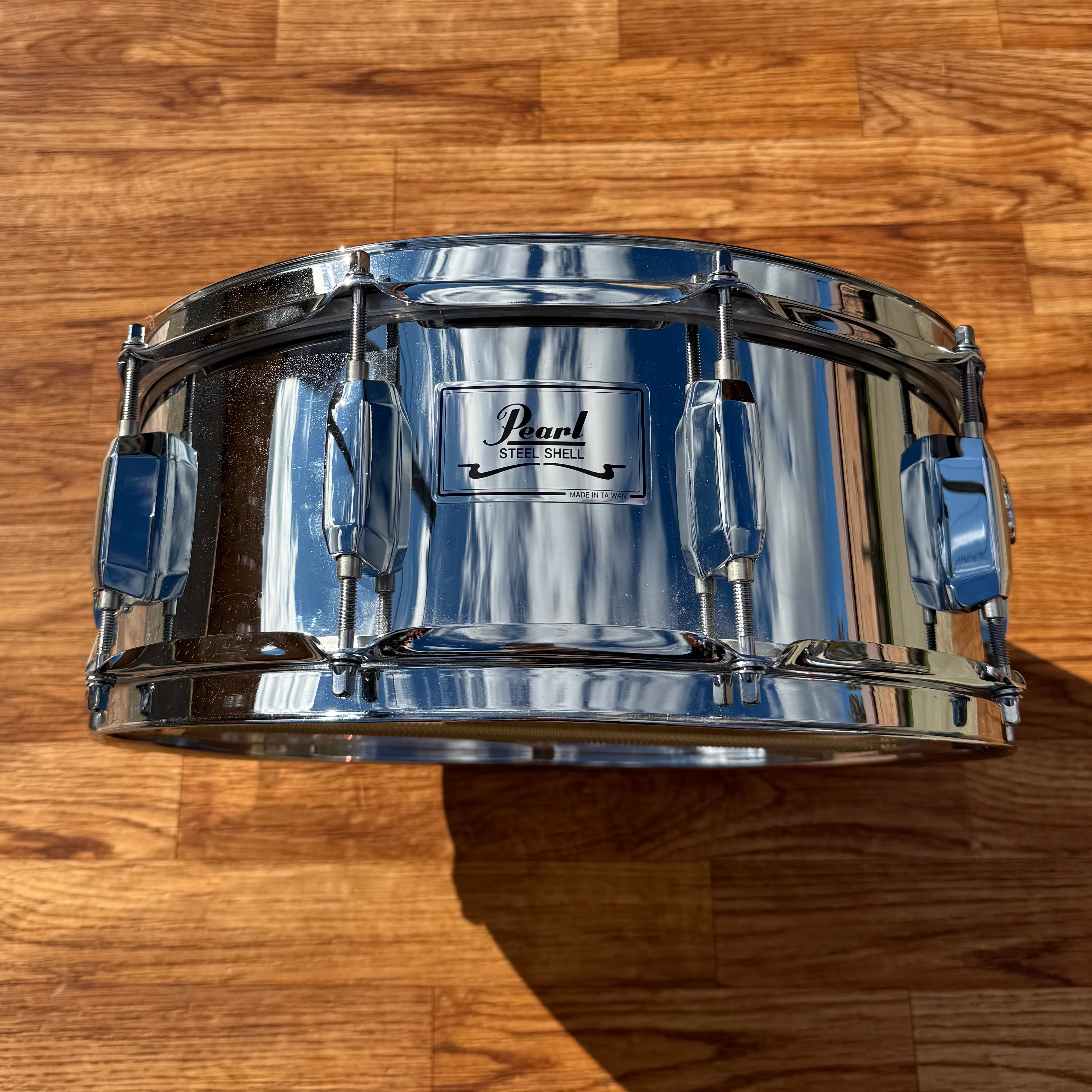 2000s Pearl Steel Shell 5.5x14 Snare Drum 10-Lug Chrome Over Steel ...