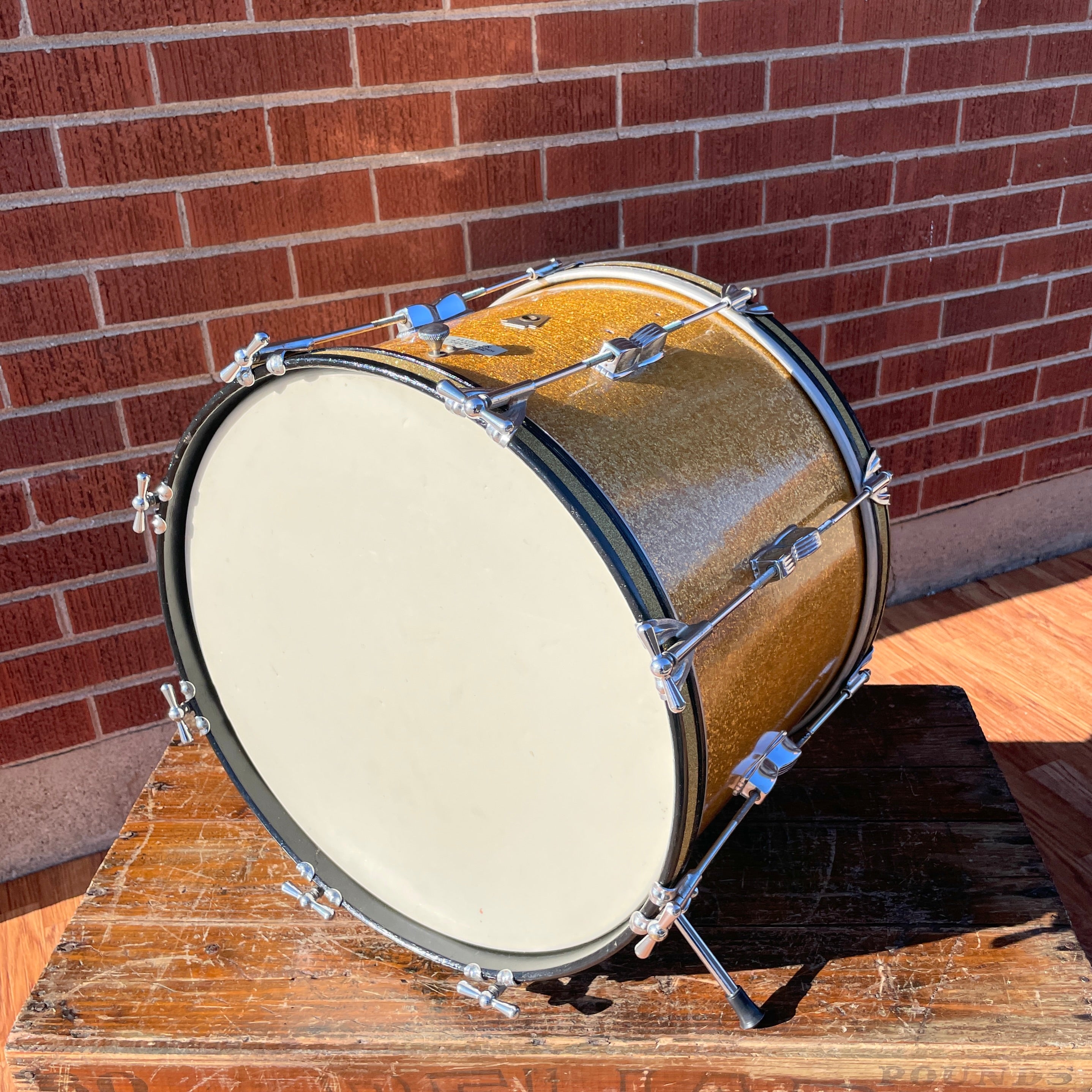1950s Ludwig Trans Badge 12x17 Tenor Converted Bass Drum Gold Sparkle ...