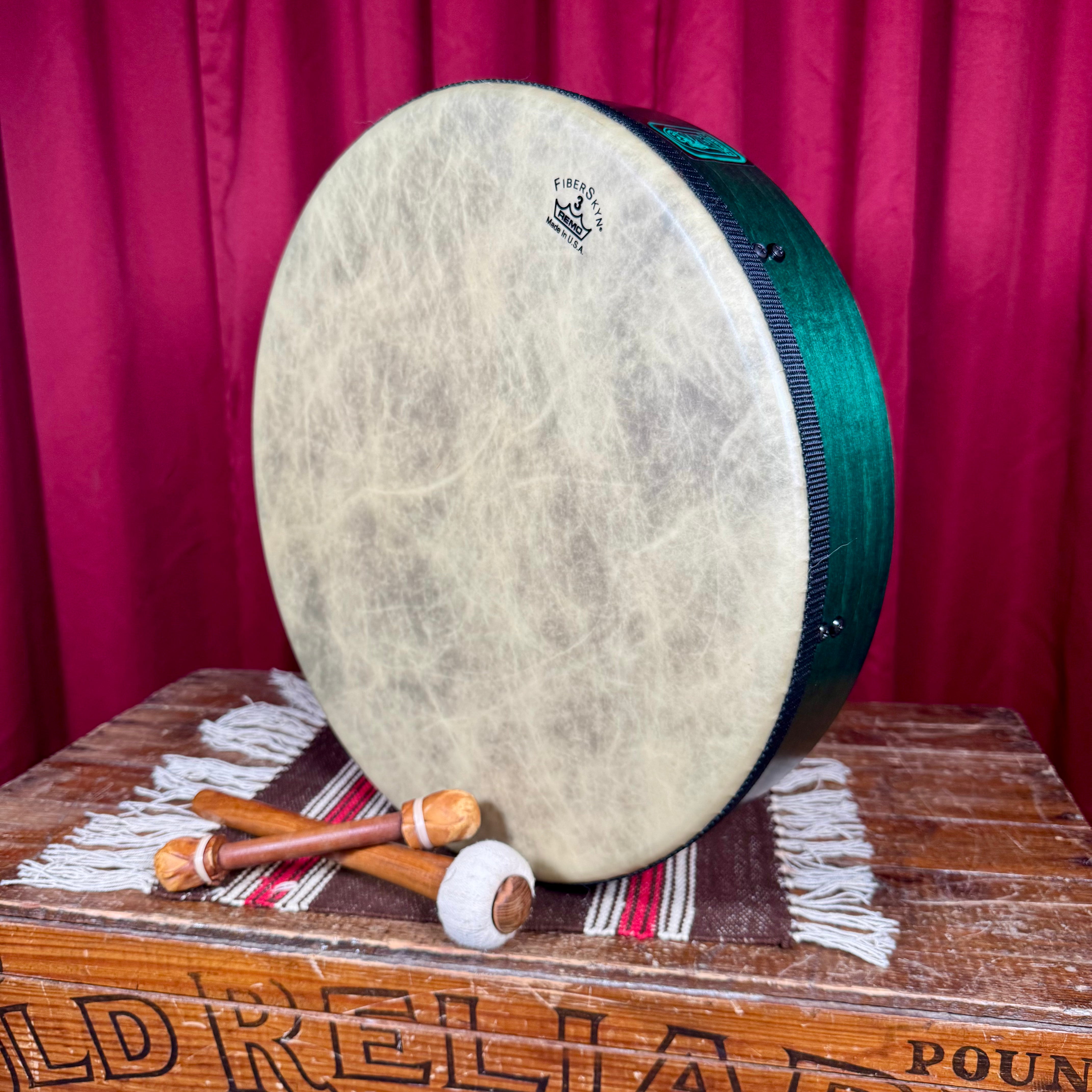 18" Remo Valencia Brian Howard Emerald Green Bodhran w/ Tipper & Malle ...
