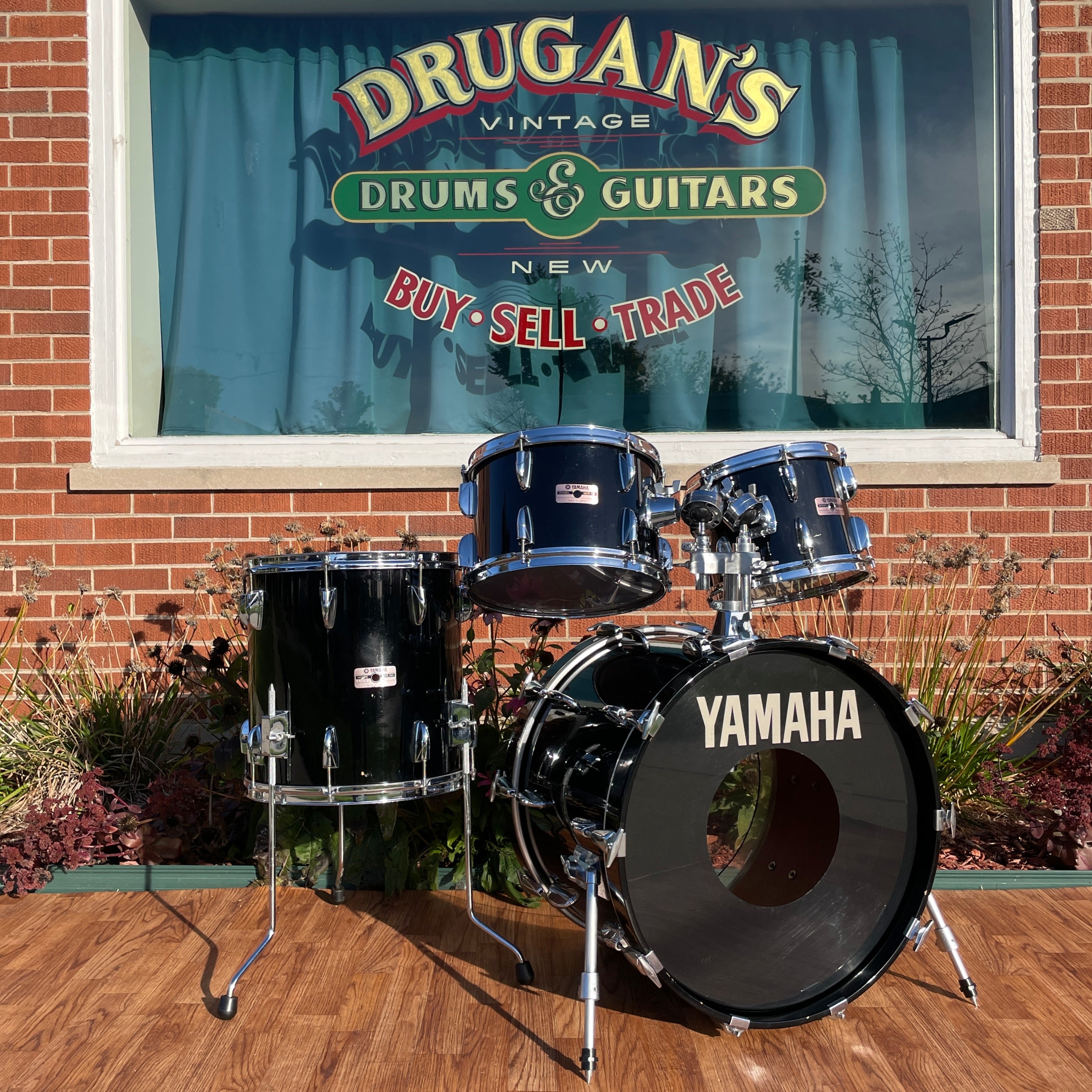 1985 Yamaha 8000 Tour Custom Drum Set 20/10/12/14 Solid Black MIJ ...