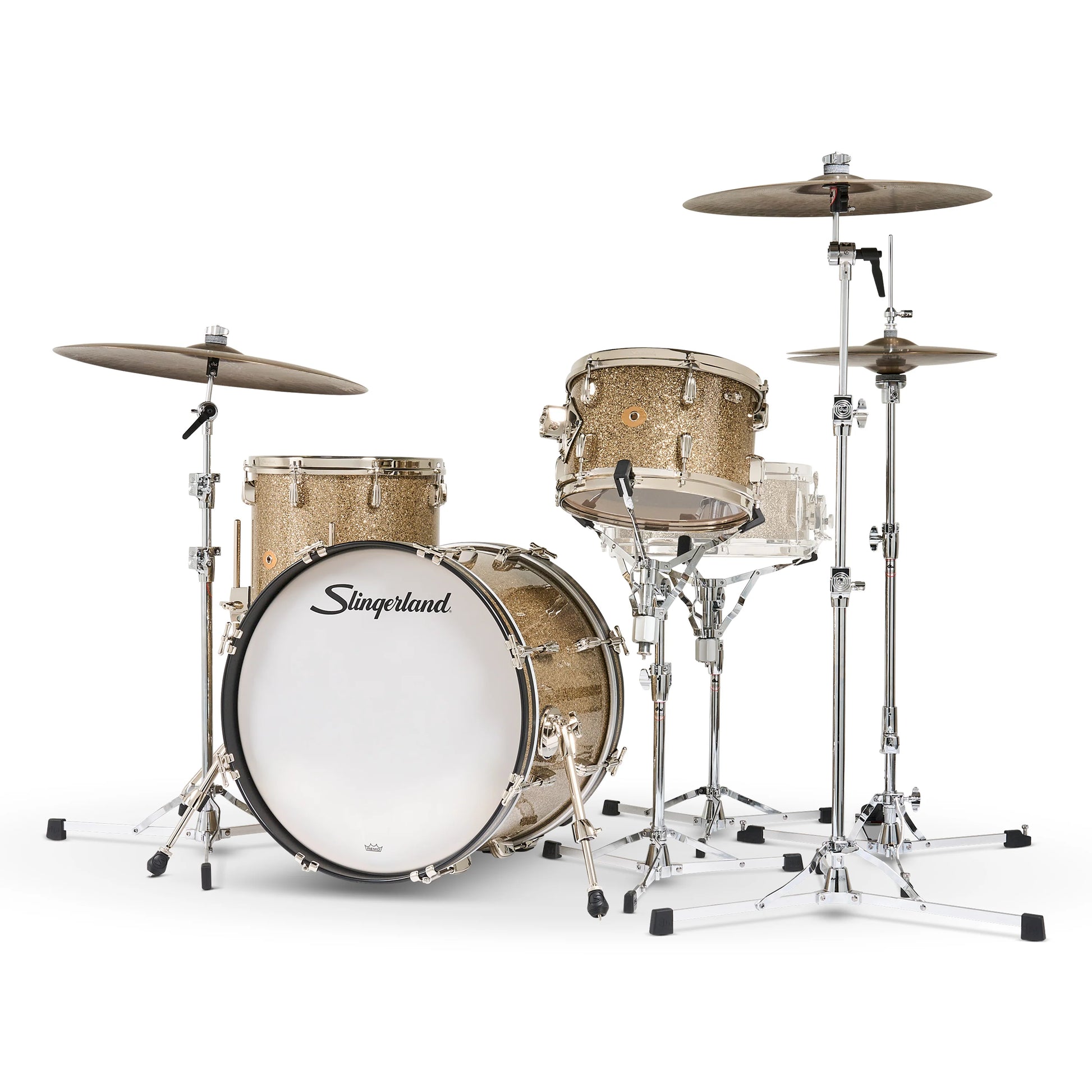 Slingerland Radio King 3-Ply Mahogany/Poplar Drum Set Gold Glass Glitt ...