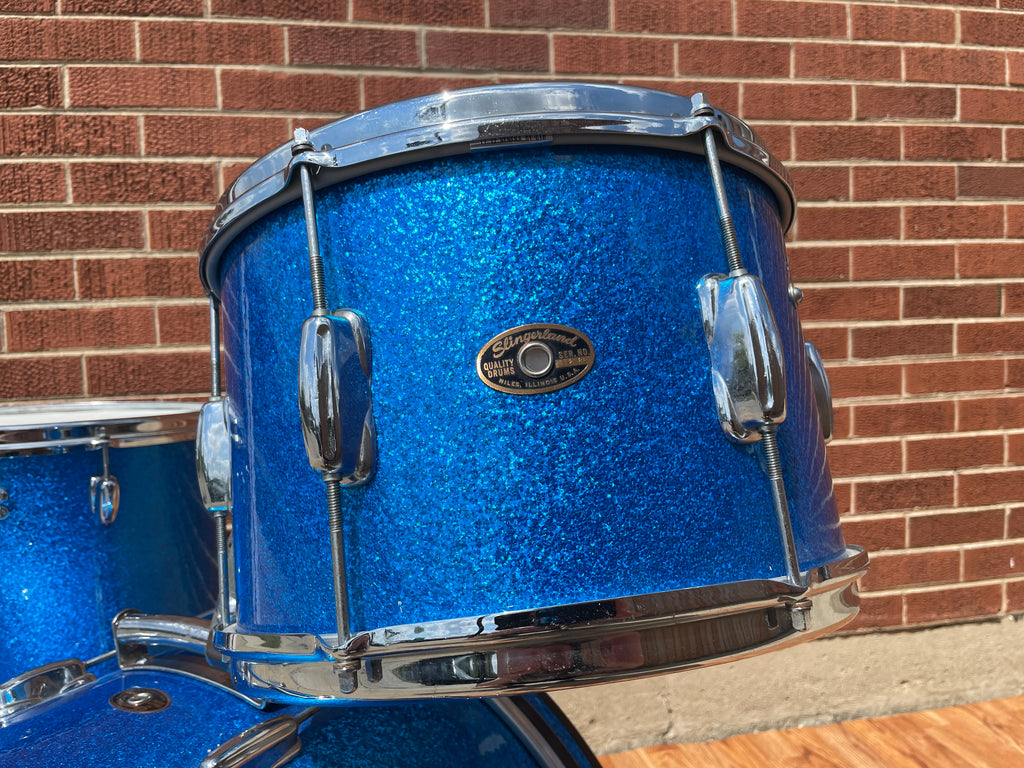 1960s Slingerland Stage Band Drum Set Blue Sparkle Rewrap 20/12/16 ...