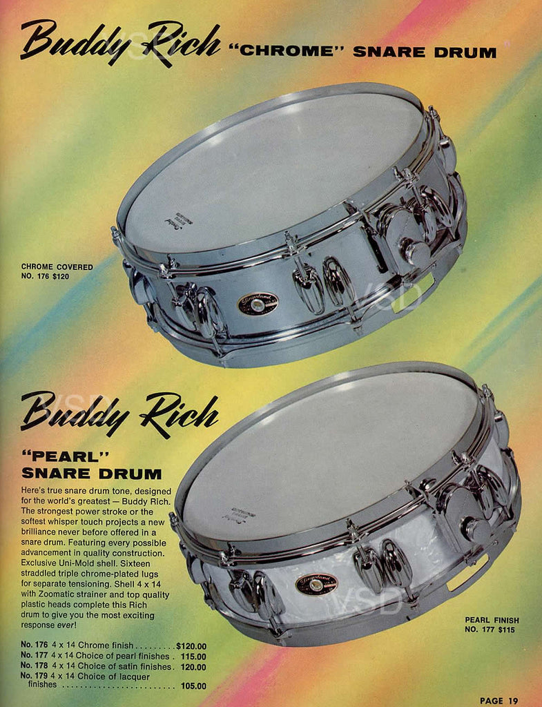1970 Slingerland Buddy Rich 4X14 Chrome Over Wood 3 ply Snare Drum – Drugan's Drums & Guitars