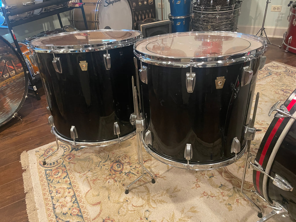 1980s Ludwig Monroe Badge Drum Set Black Cortex 26/15/18/20 – Drugan's ...