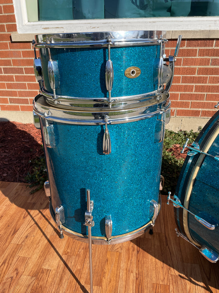 1950s Slingerland Radio King Drum Set Aqua Blue Sparkle Glass Glitter ...