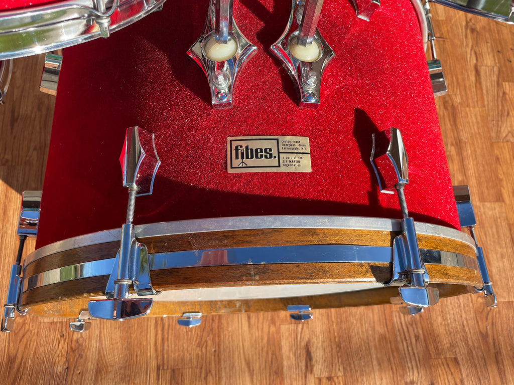 1970s Fibes Fiberglass Drum Set FiVel Red Plush 22/12/13/16 – Drugan's ...