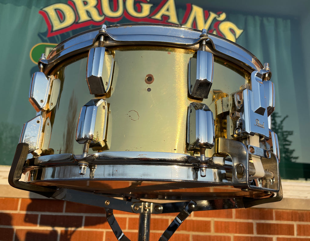 Pearl 6.5x14 Brass Shell Snare Drum Super Gripper System B-714DX GLX S ...