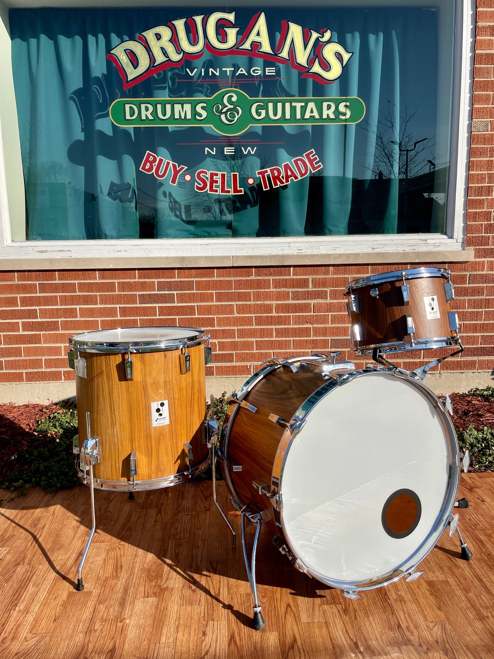 1980s Sonor Phonic Drum Set Rosewood 22/13/16 – Drugan's Drums & Guitars
