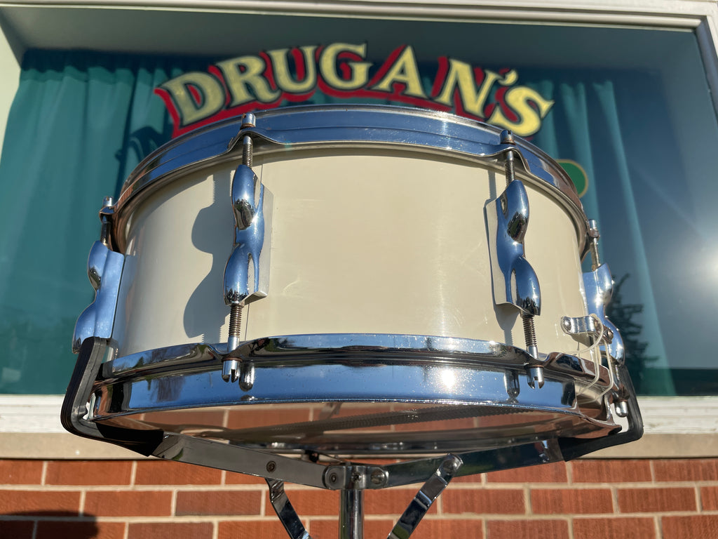 1960s Olympic 5.5x14 No. 1002 De Luxe Snare Drum White Duroplastic ...