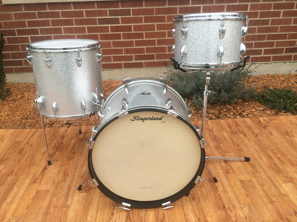Rare 1964 Slingerland Bop Jet Set in Silver Sparkle - Nice! 18"/12"/14 ...